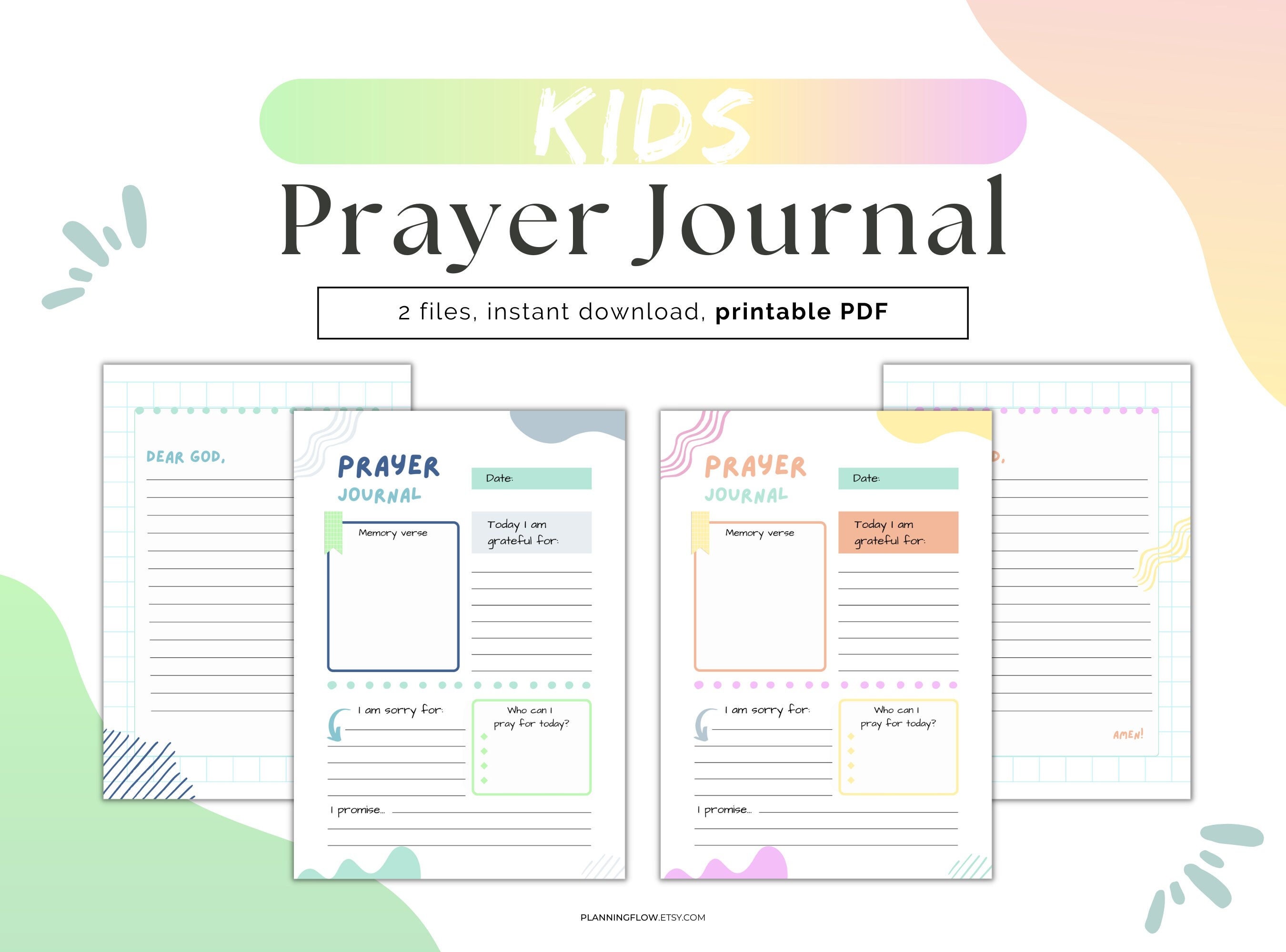 Kids Prayer Journal Printable | Christian Printable for Kids | Bible ...