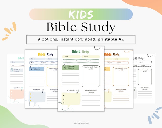 Kids Bible Study Printable | Christian Printable for Kids | Prayer ...