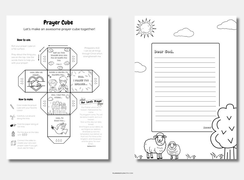 Kids Prayer Cube: Bible Activity, Coloring Pages (PDF) - Etsy