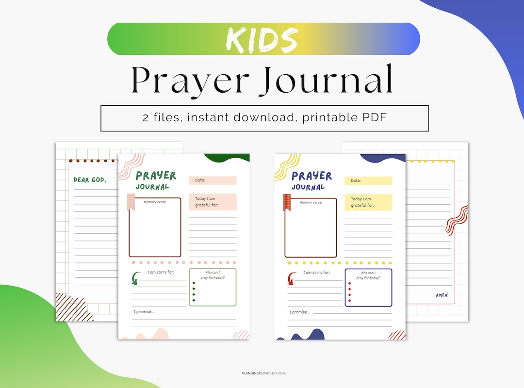 Kids Prayer Journal Printable: Christian Homeschool Worksheet (PDF) - Etsy
