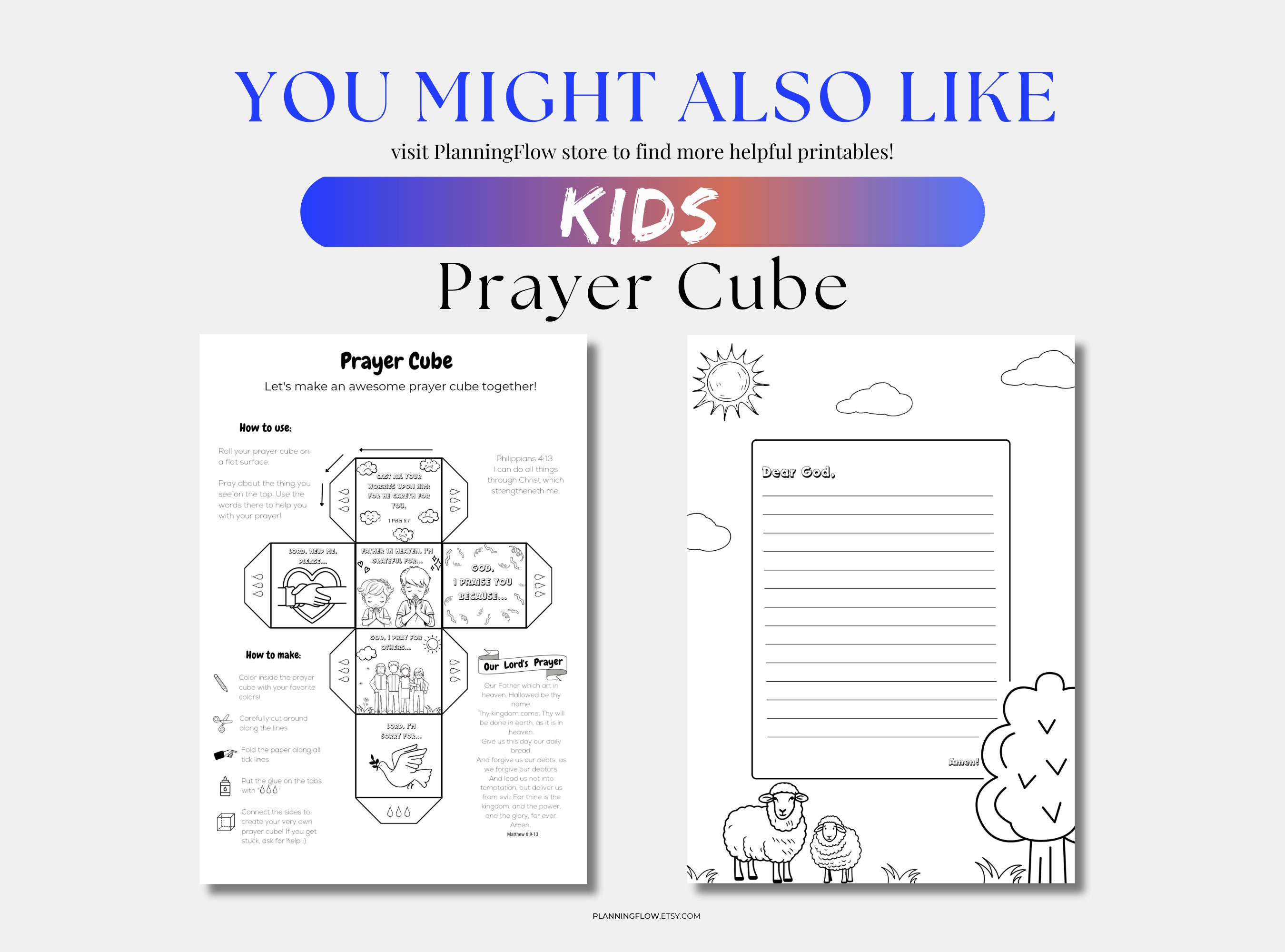 Kids Prayer Journal Printable | Christian Bible Lessons (digital ...