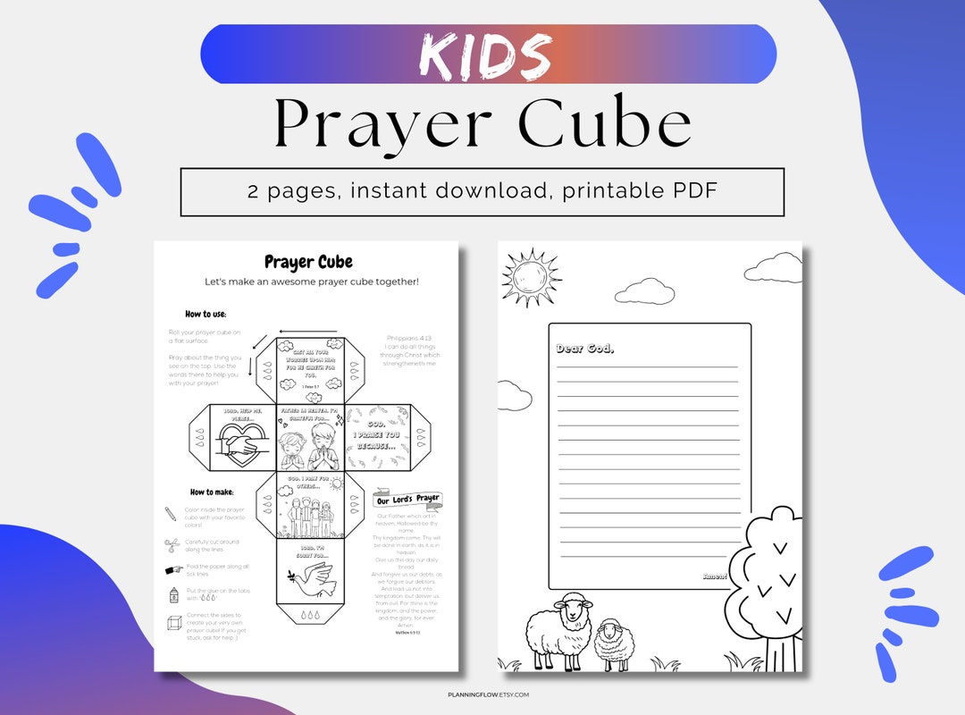 Kids Prayer Cube: Bible Activity, Coloring Pages (PDF) - Etsy