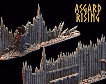 3D Printed Asgard Rising Fortified Village Palisade Wall Modular Set ...