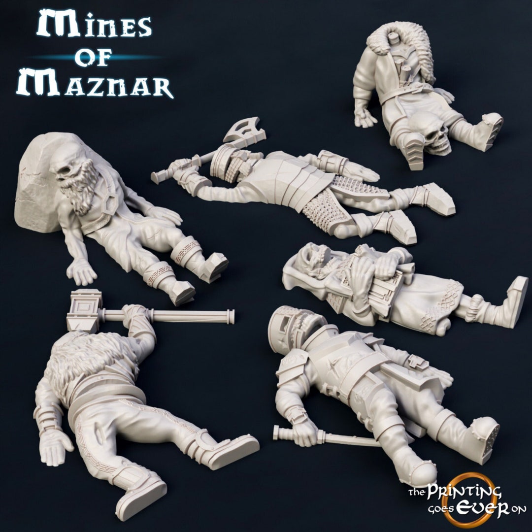 Dead Dwarf Corpses Set / Mines of Maznar 28/32mm Scale the Printing ...