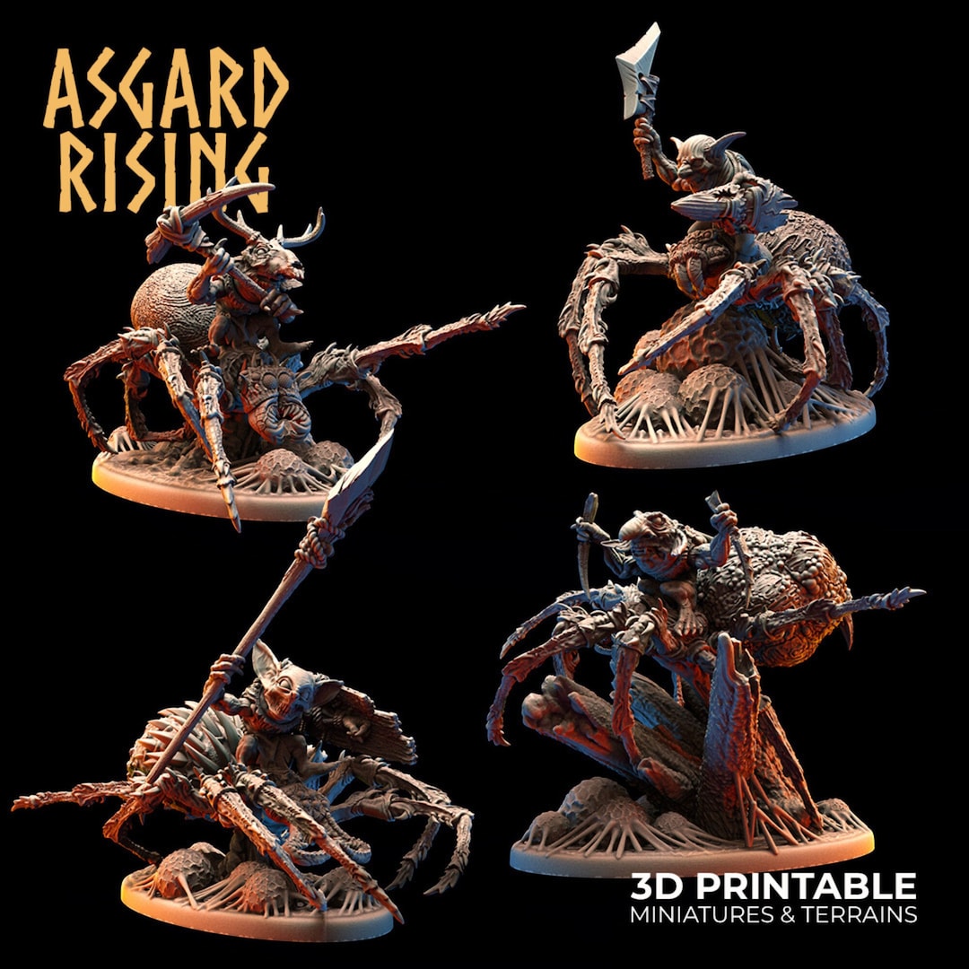 Goblin Cavalry on Giant Spiders Set 28/32mm Scale Asgard Rising - Etsy