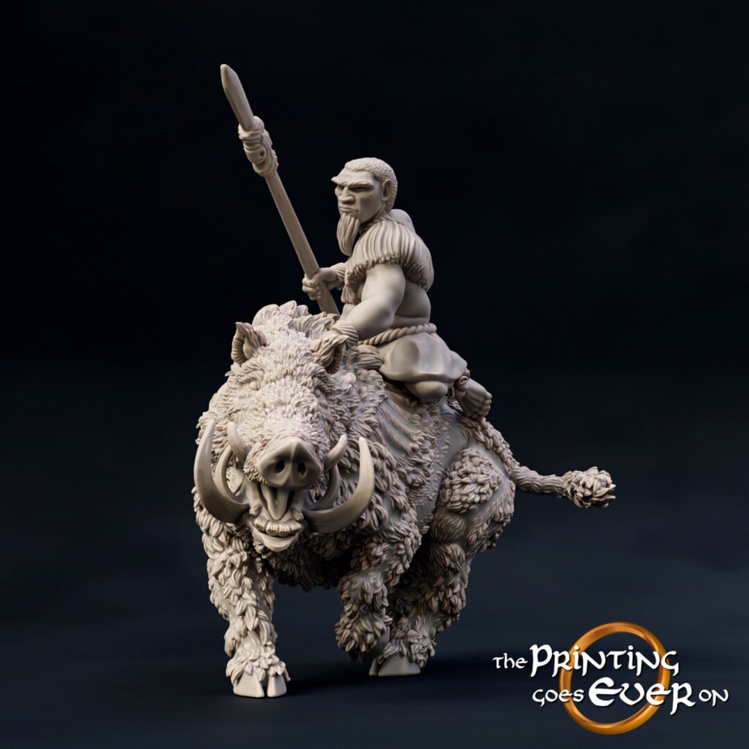 Great Boar With Rider 28mm Scale the Printing Goes Ever On - Etsy