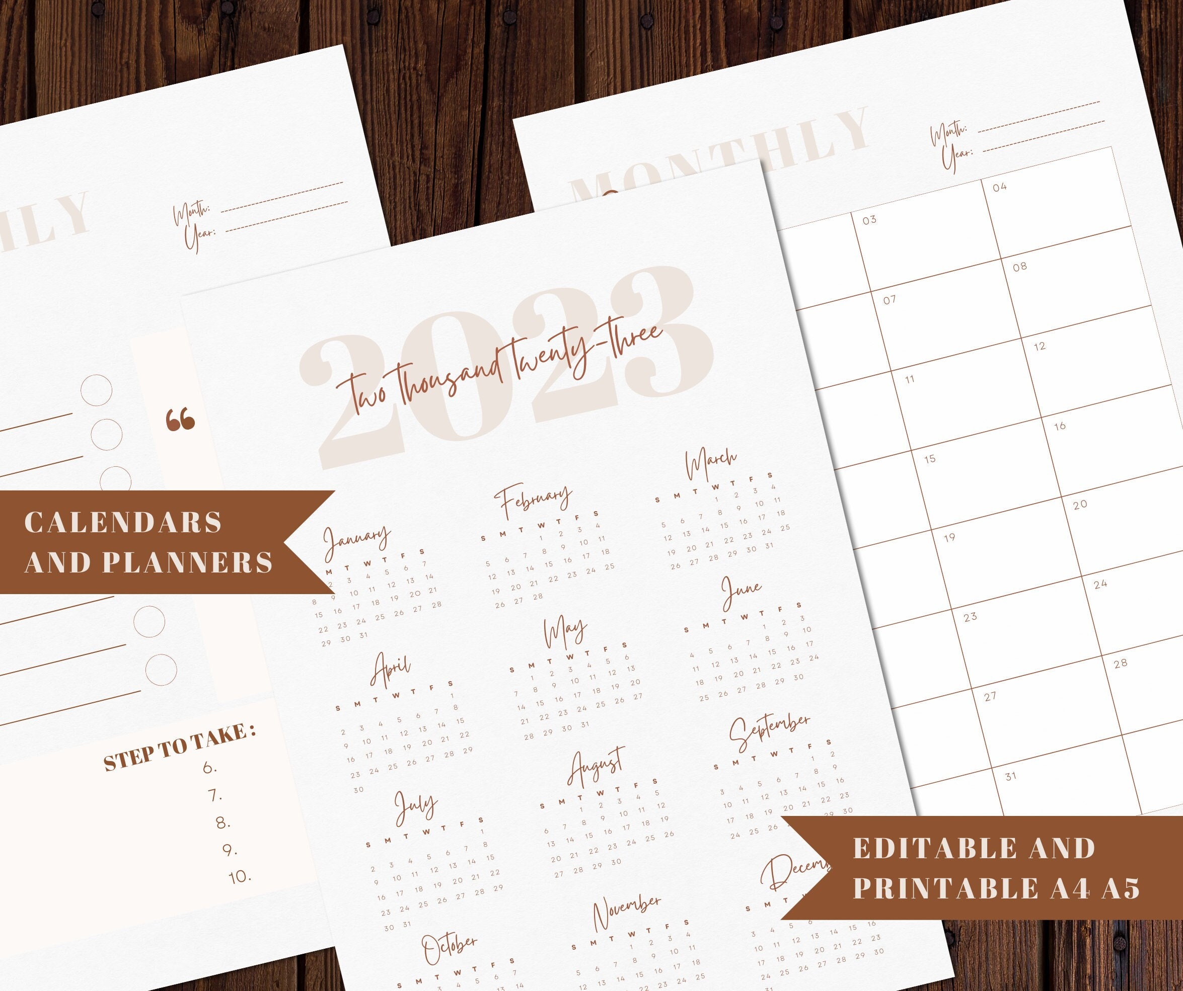 Printable and Editable 2023 Calendar, Monthly Planner, Weekly Planner ...