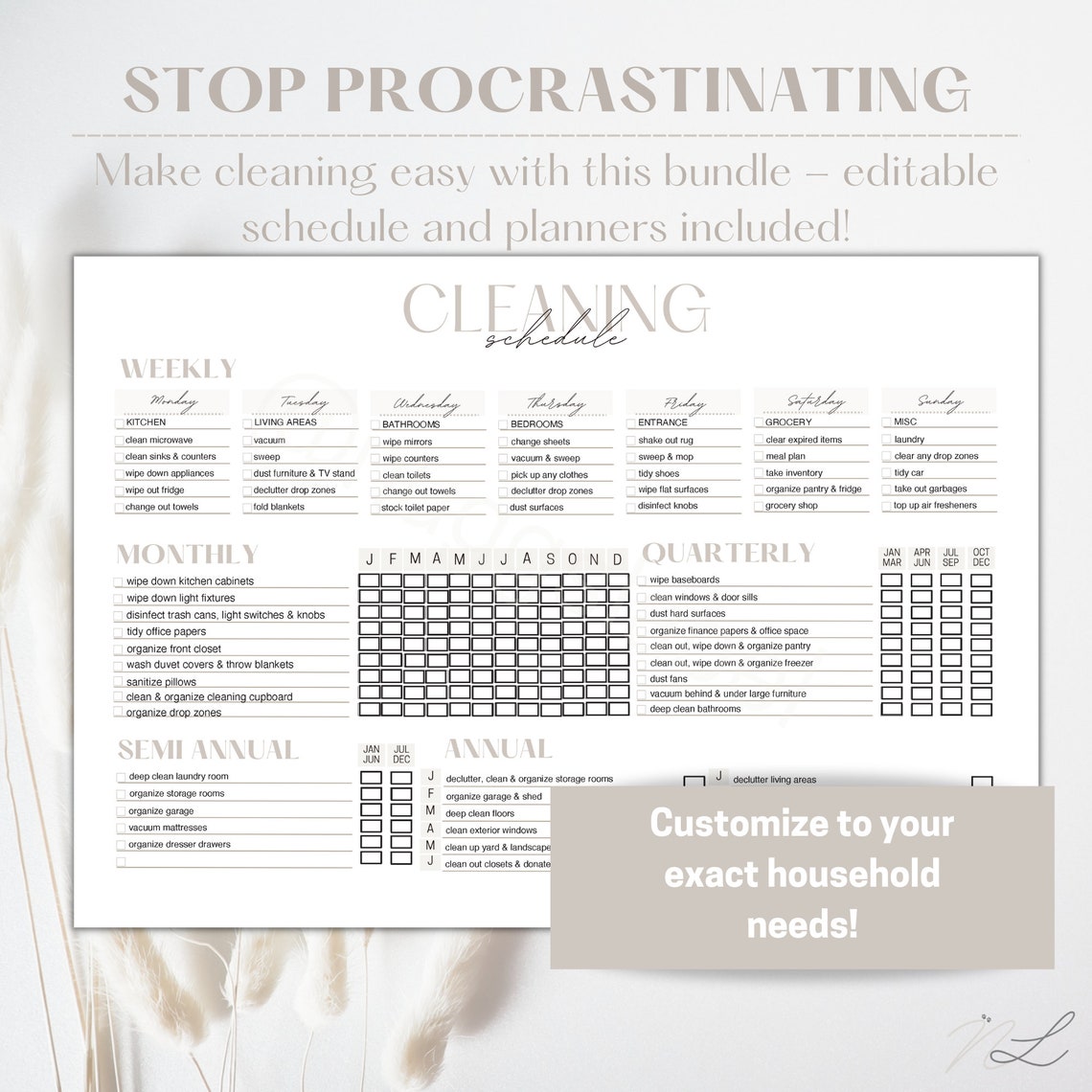 Editable Cleaning Schedule PDF Printable Cleaning Planner Digital ...
