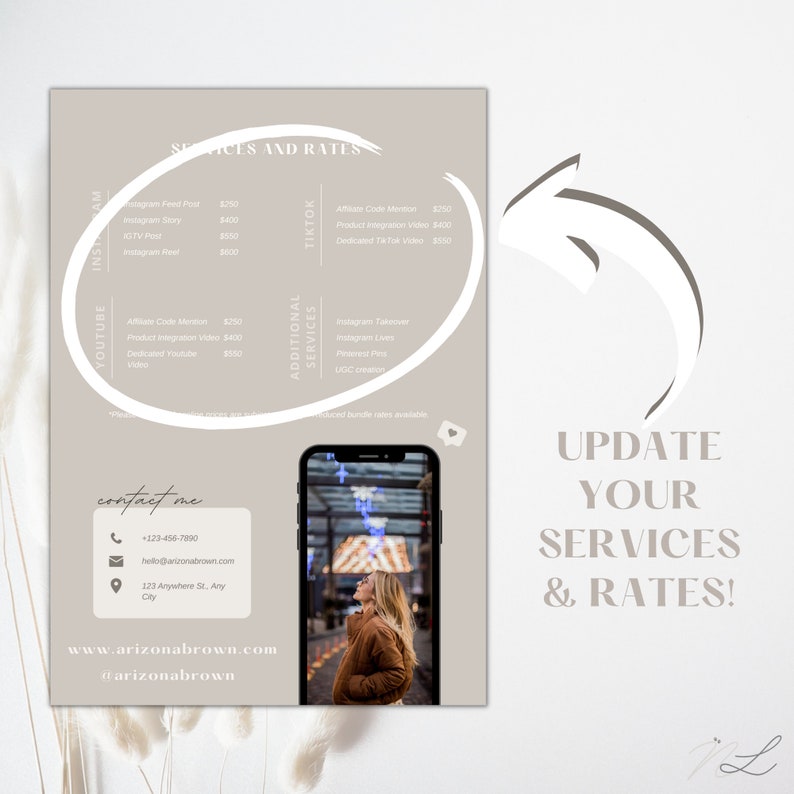 Social Media Kit Template for Influencers | Rate Card Template ...