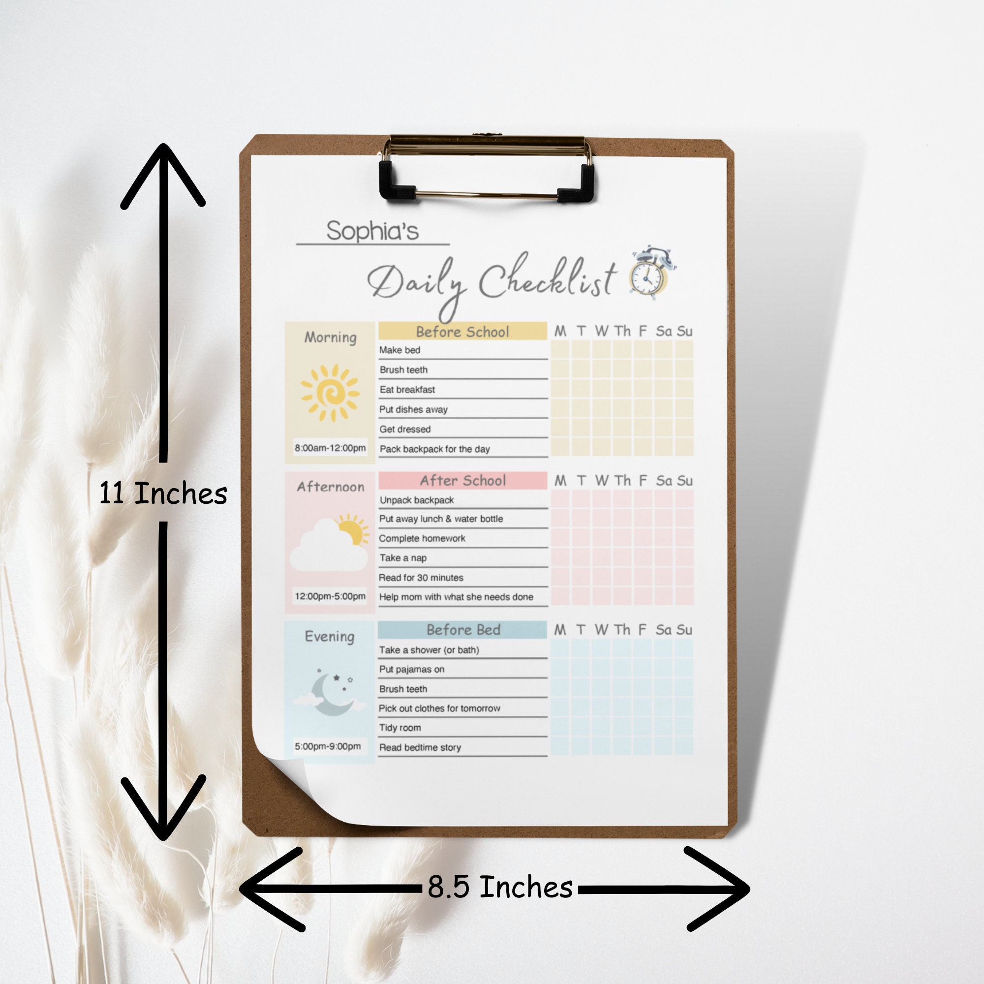 Kids Daily Checklist Kids Editable PDF Weekly Checklist Chore Chart for ...