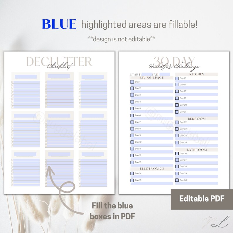 Declutter Checklist Editable PDF Declutter Challenge Declutter by ...