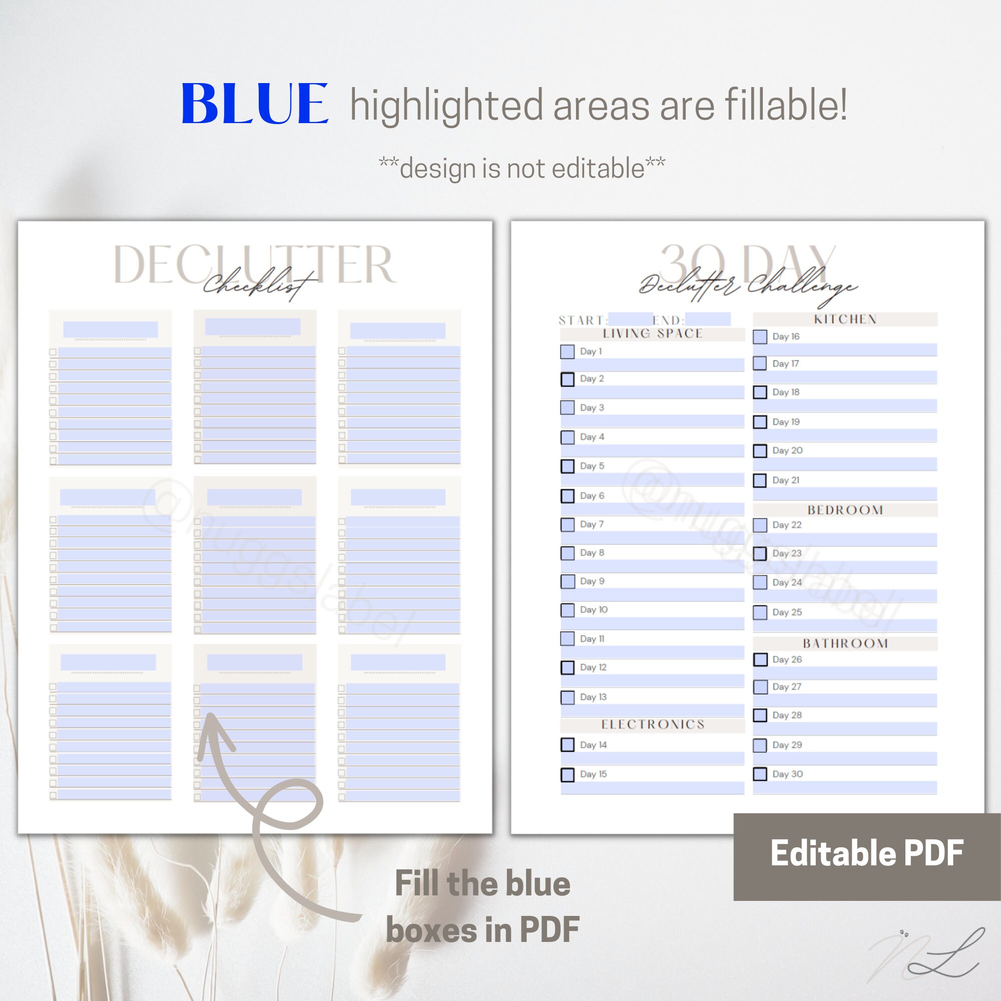 Declutter Checklist Editable PDF Declutter Challenge Declutter by ...
