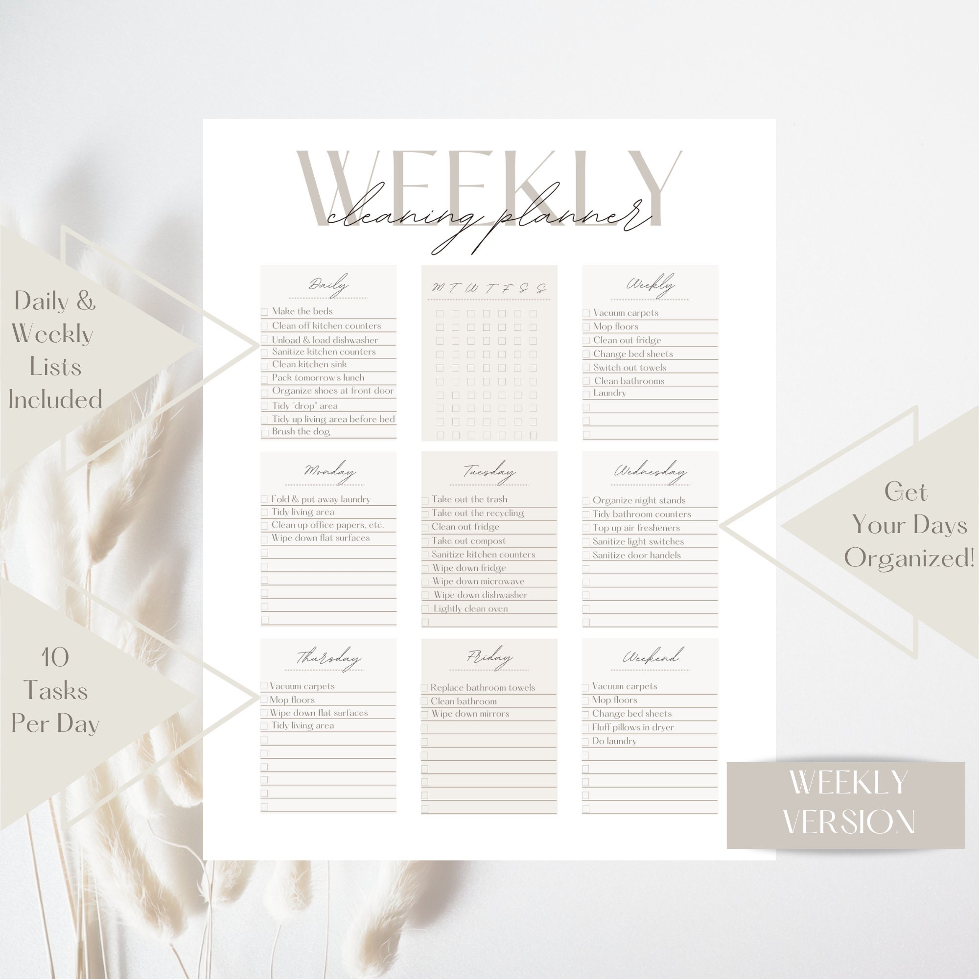 Cleaning Planner Printable Canva Template Cleaning Checklist Printable ...