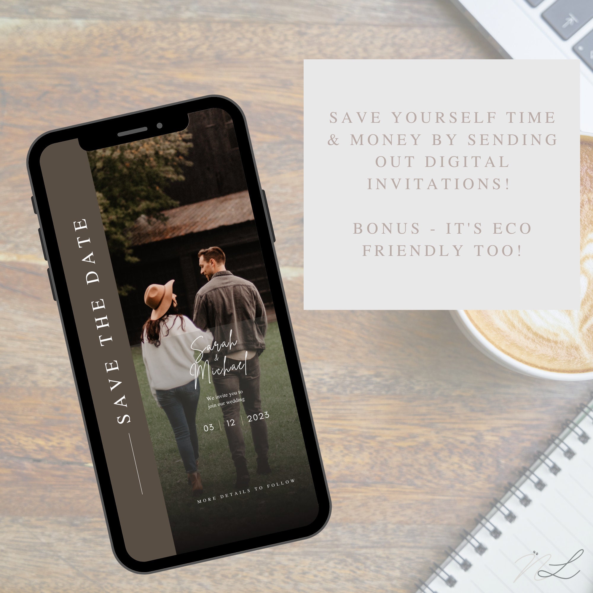 Digital Wedding Invitation With Photo Template Text Message Invite ...