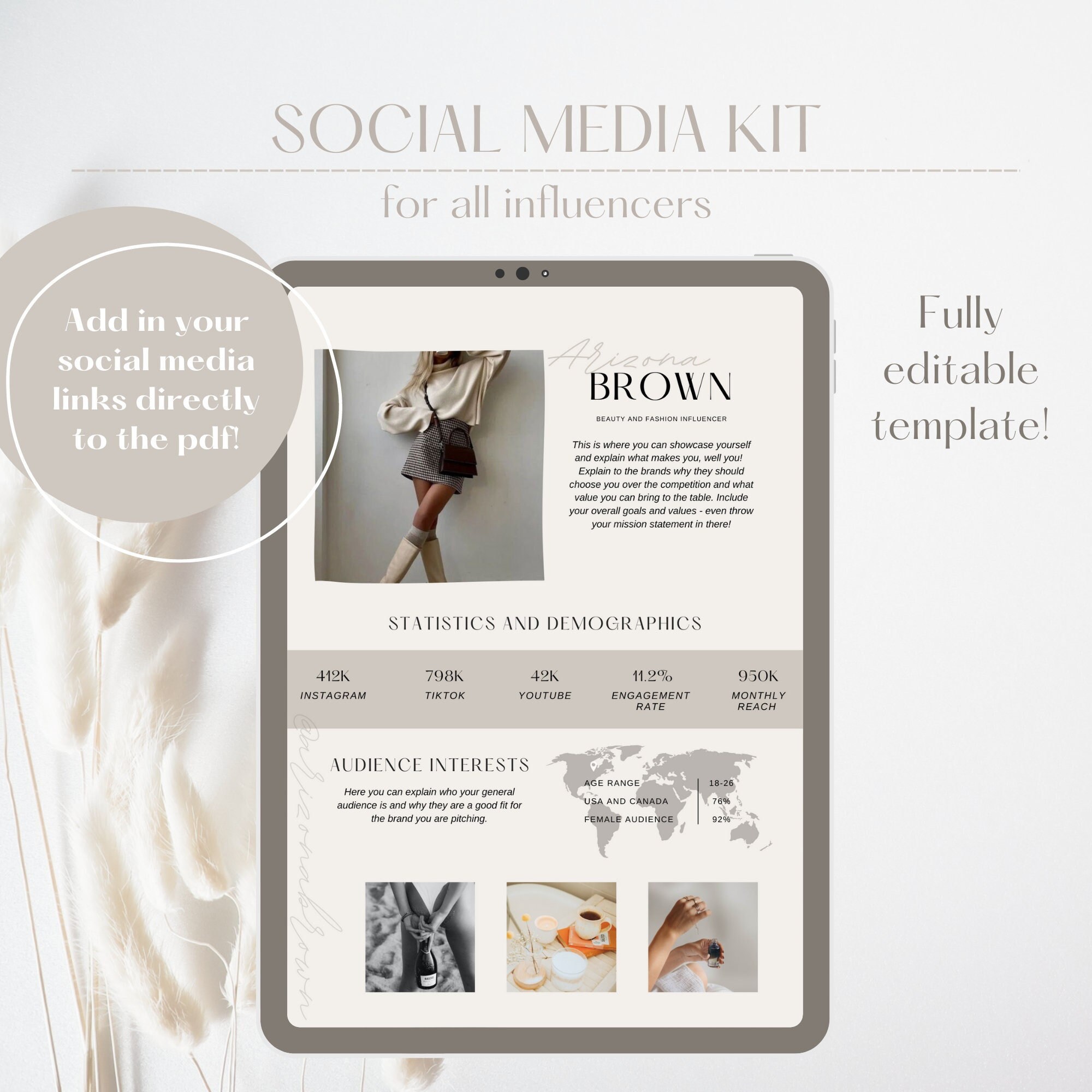 Social Media Kit Template for Influencers | Rate Card Template ...