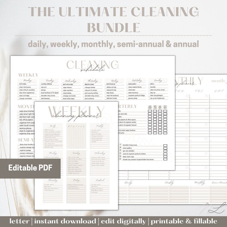 Editable Cleaning Schedule PDF Printable Cleaning Planner Digital ...
