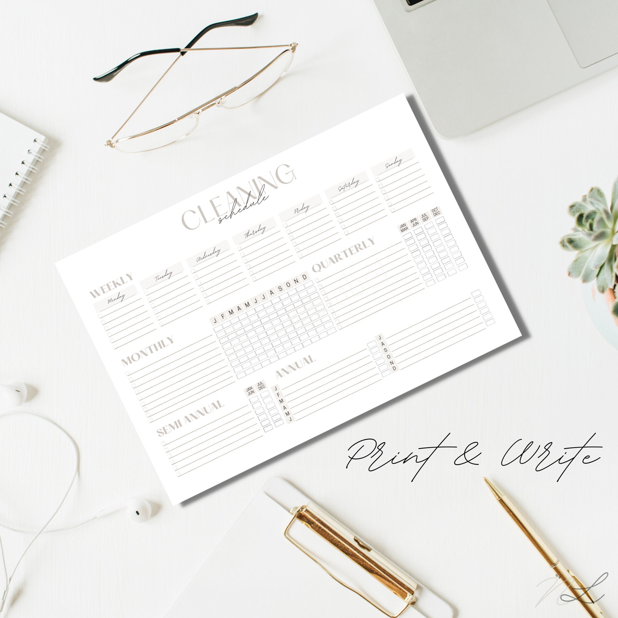 Editable Cleaning Schedule PDF Printable Cleaning Planner Digital ...
