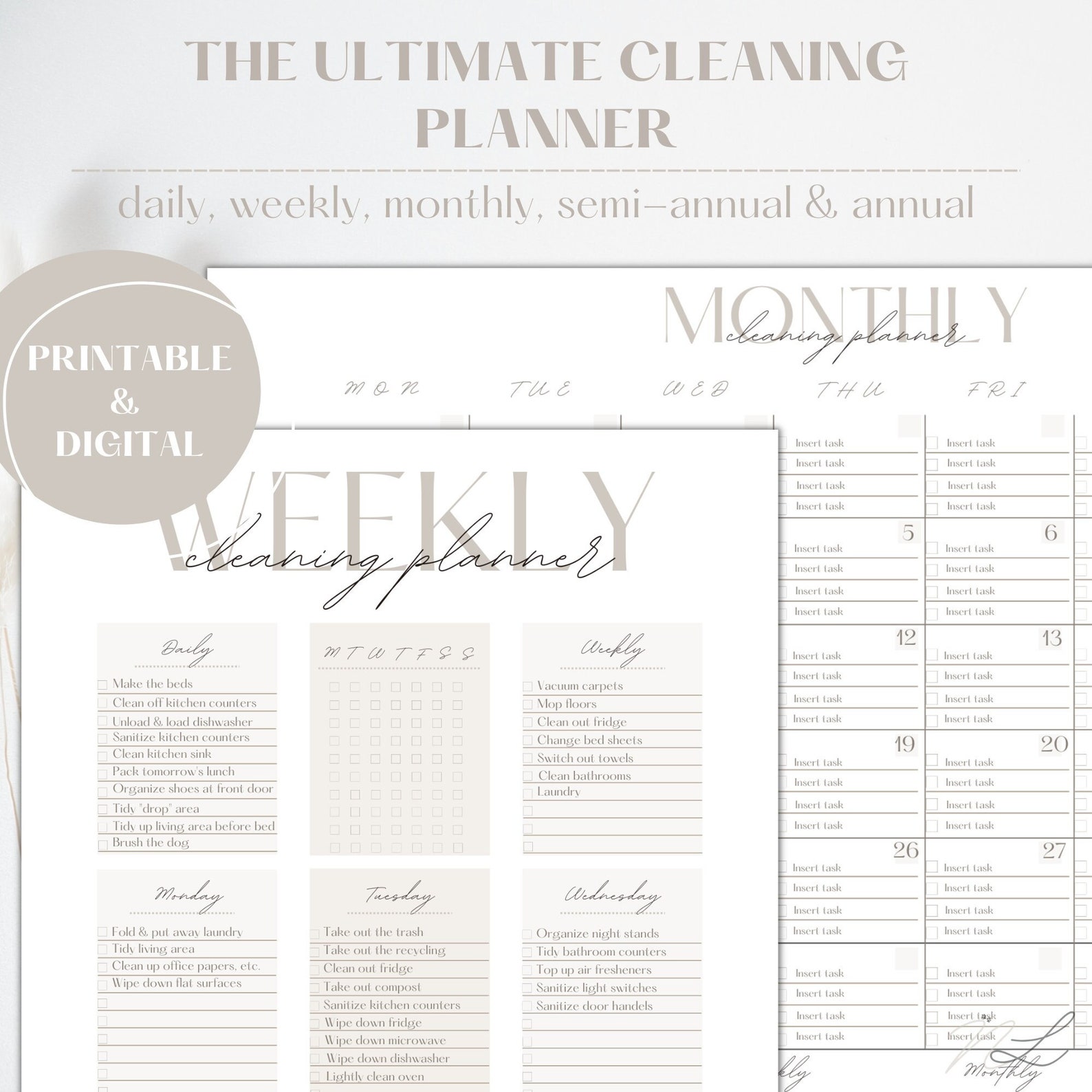 Editable Cleaning Schedule Printable Cleaning Planner Digital Cleaning ...