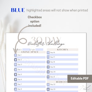 Declutter Checklist Editable PDF Declutter Challenge Declutter by ...