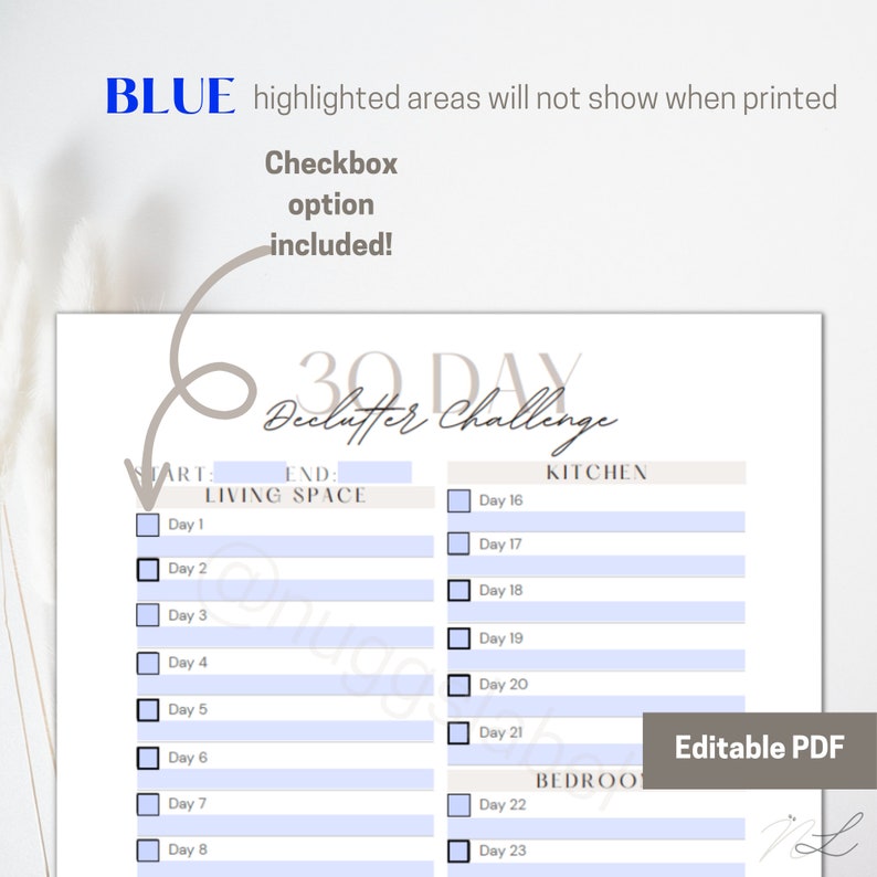 Declutter Checklist Editable PDF Declutter Challenge Declutter by ...
