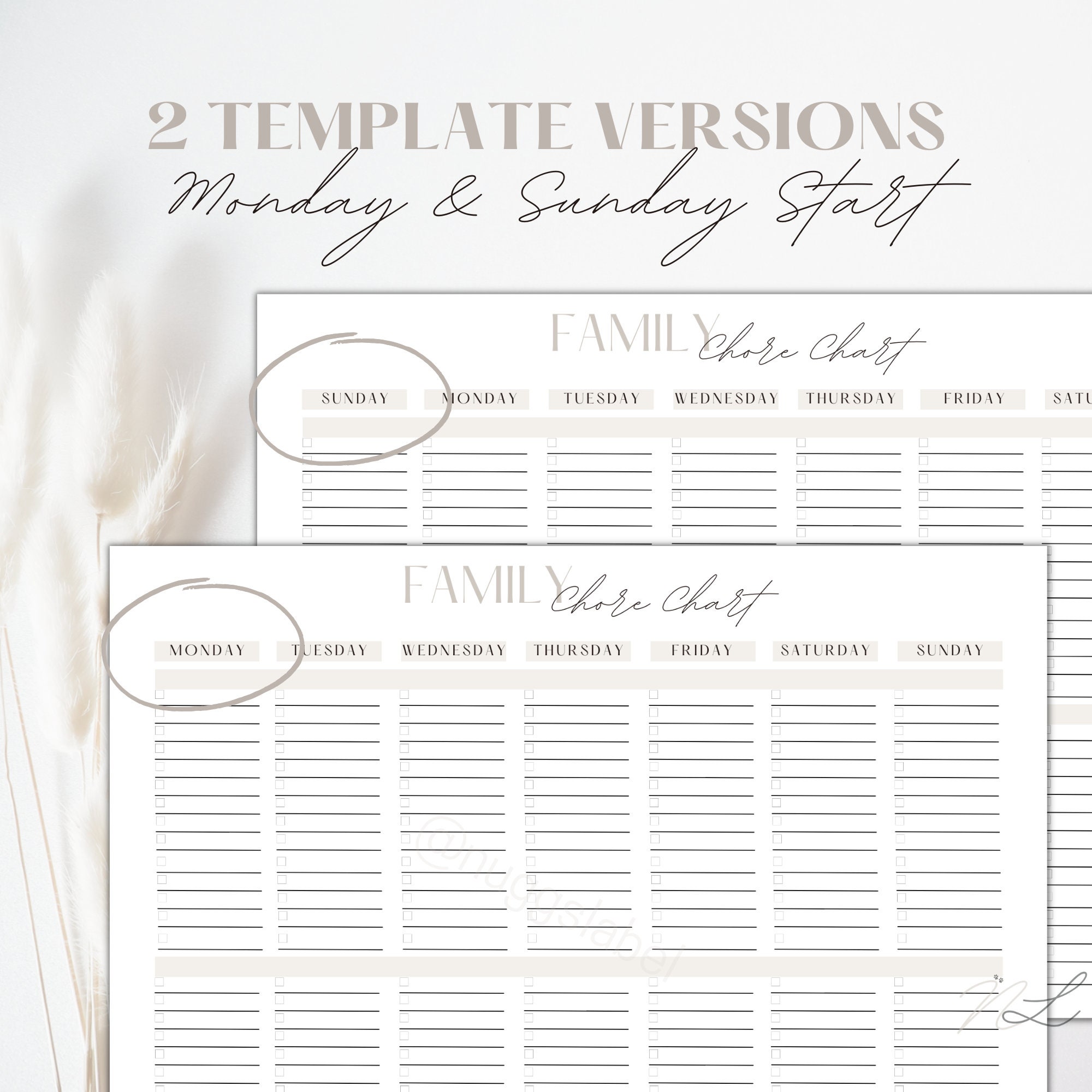 Family Chore Chart Template Printable Chore Chart for Family Cleaning ...