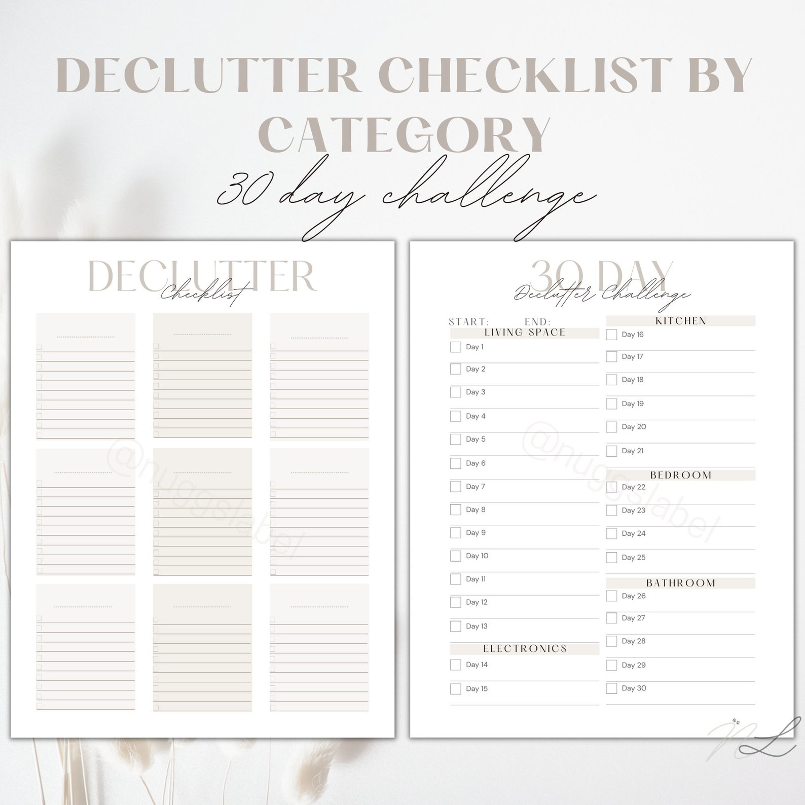 Declutter Checklist Editable PDF Declutter Challenge Declutter by ...