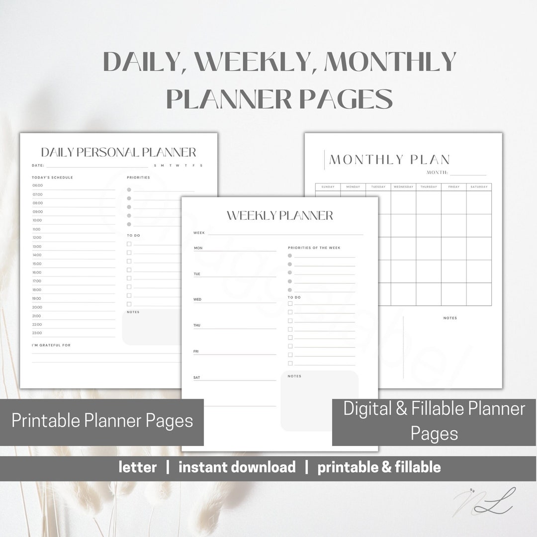 Weekly Schedule Weekly Planner Printable Daily Planner Pages Monthly ...