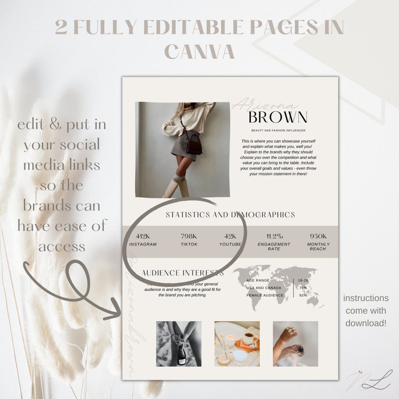 Social Media Kit Template for Influencers | Rate Card Template ...