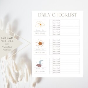 Daily Checklist Digital Daily Checklist Printable Canva Tempalte Kids ...