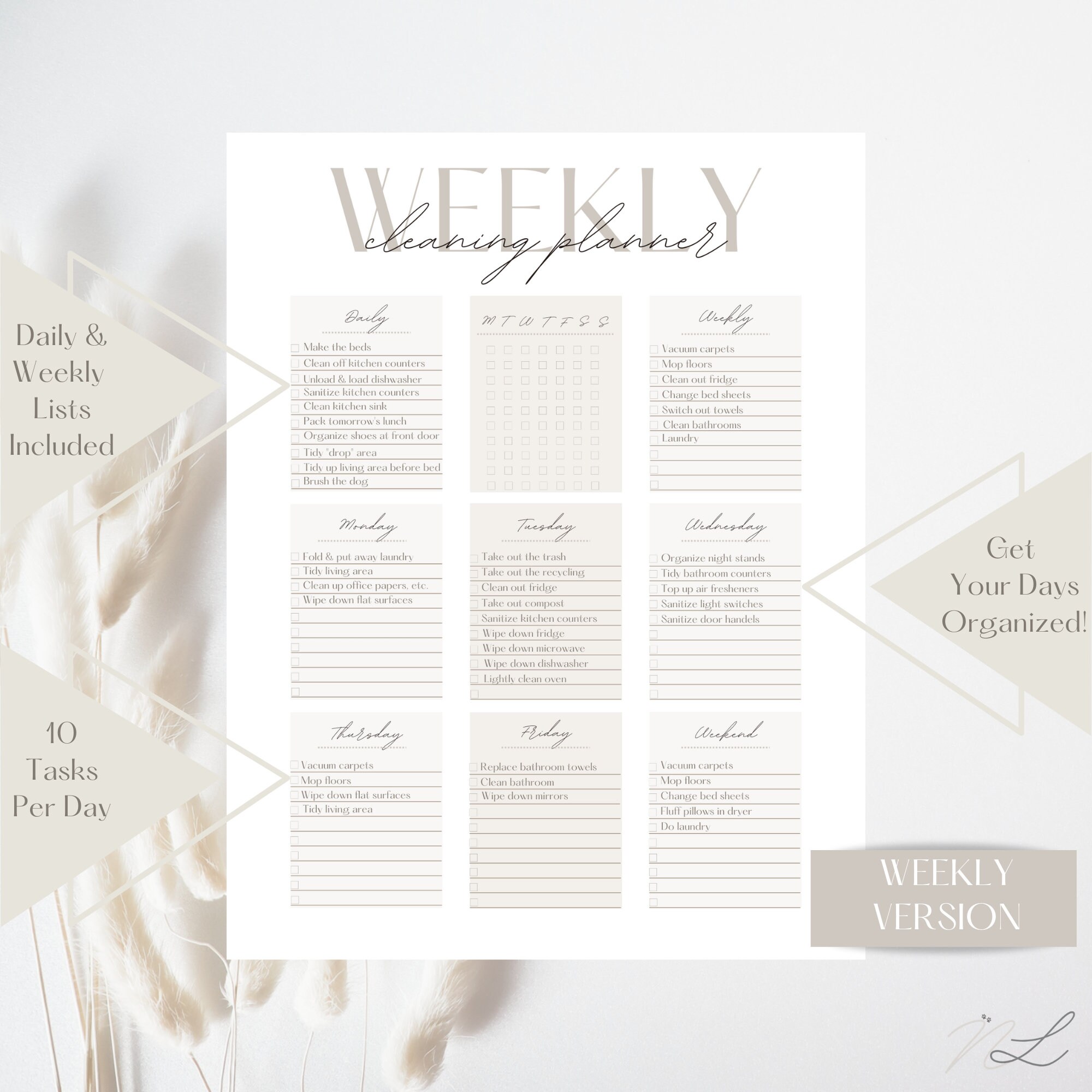 Editable Cleaning Schedule Printable Cleaning Planner Digital Cleaning ...