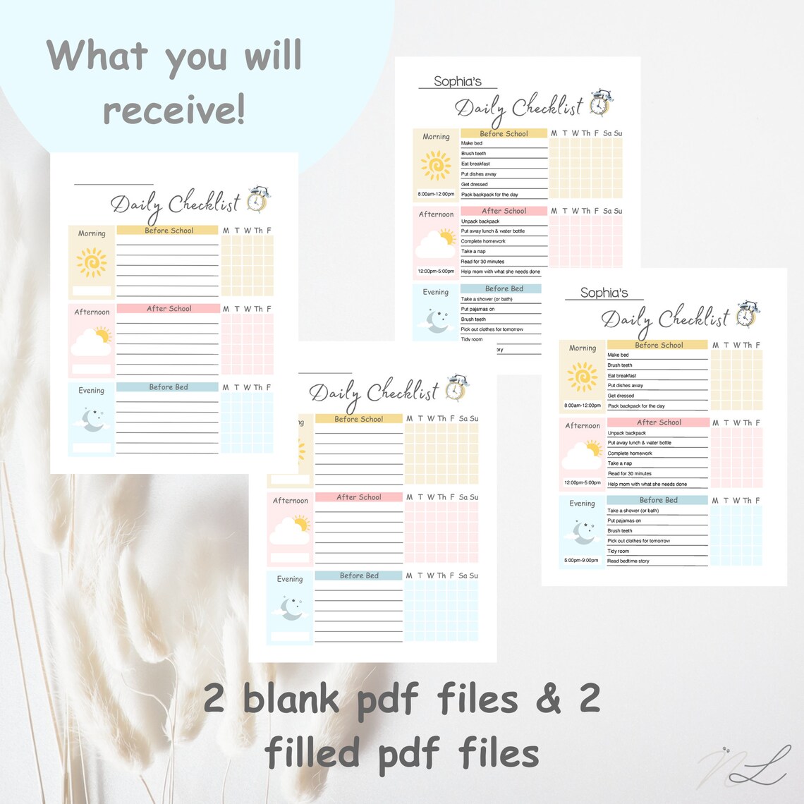 Kids Daily Checklist Kids Editable PDF Weekly Checklist Chore Chart for ...