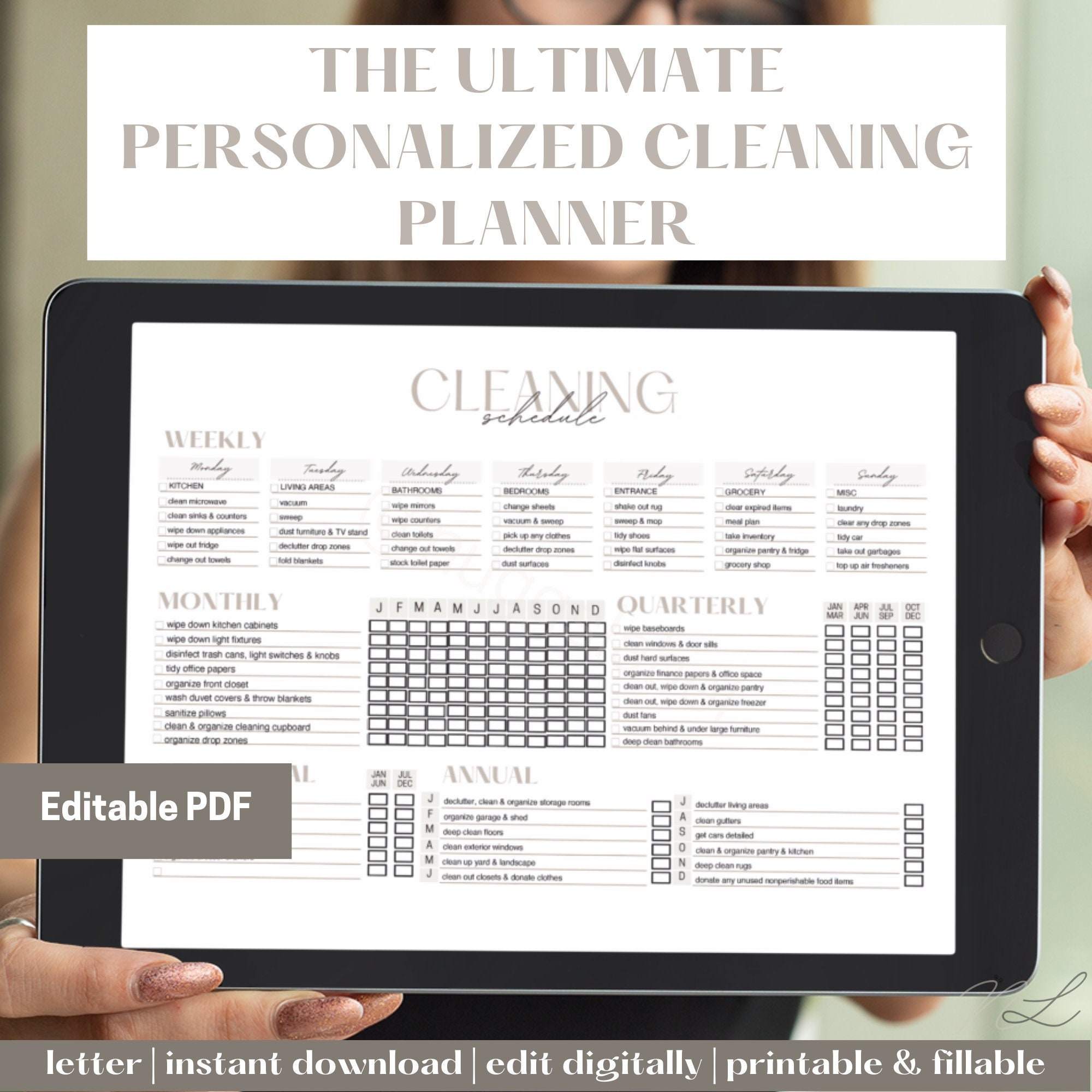 Spring Cleaning Checklist Template Cleaning Schedule Template Editable ...