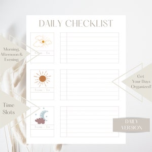 Daily Checklist Digital Daily Checklist Printable Canva Tempalte Kids ...
