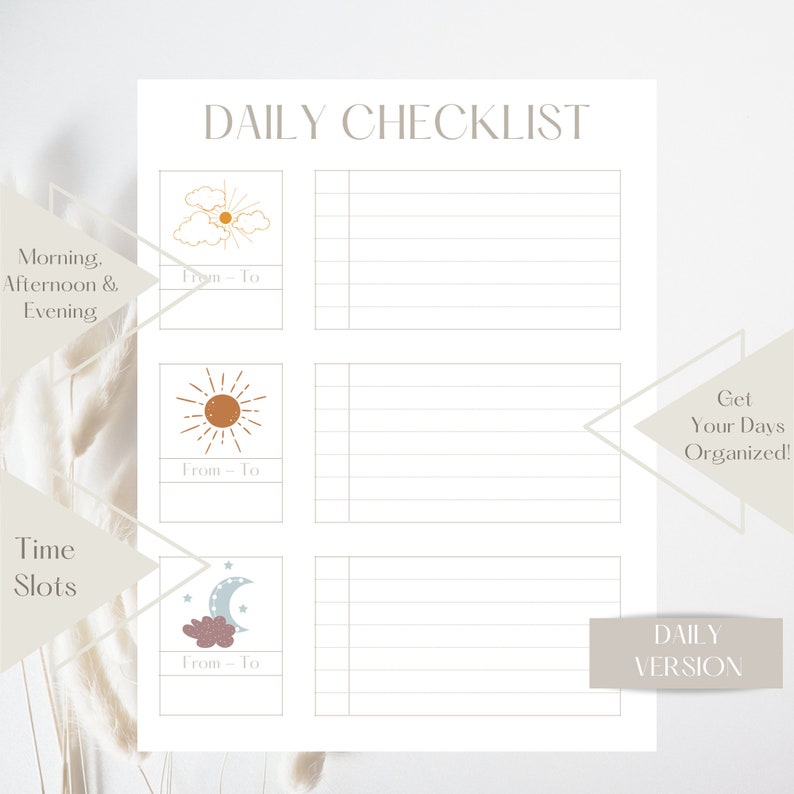Daily Checklist Digital Daily Checklist Printable Canva Tempalte Kids ...