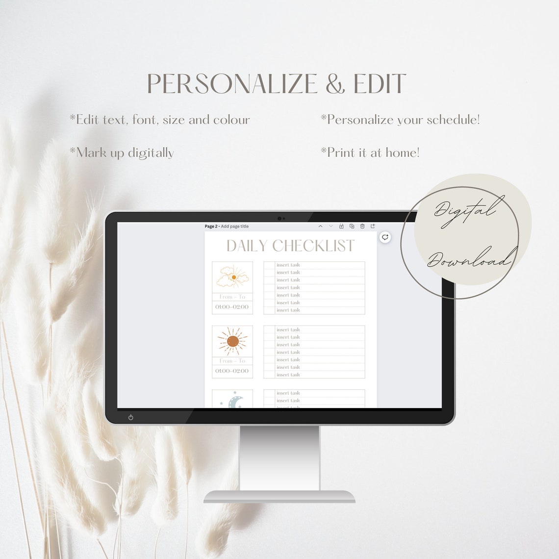 Daily Checklist Digital Daily Checklist Printable Canva Tempalte Kids ...