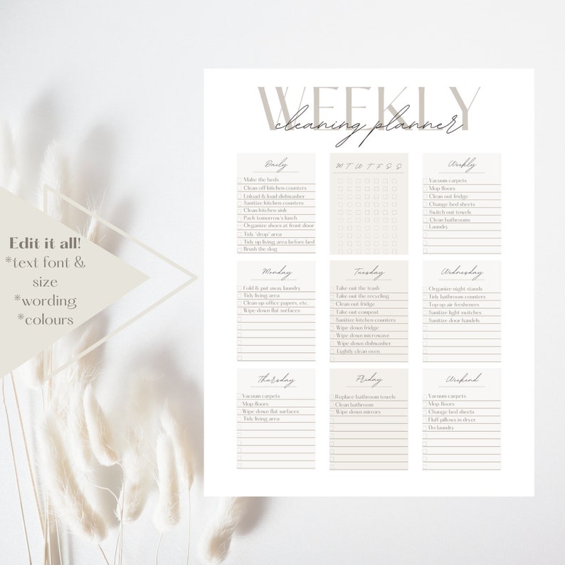 Cleaning Planner Printable Canva Template Cleaning Checklist - Etsy