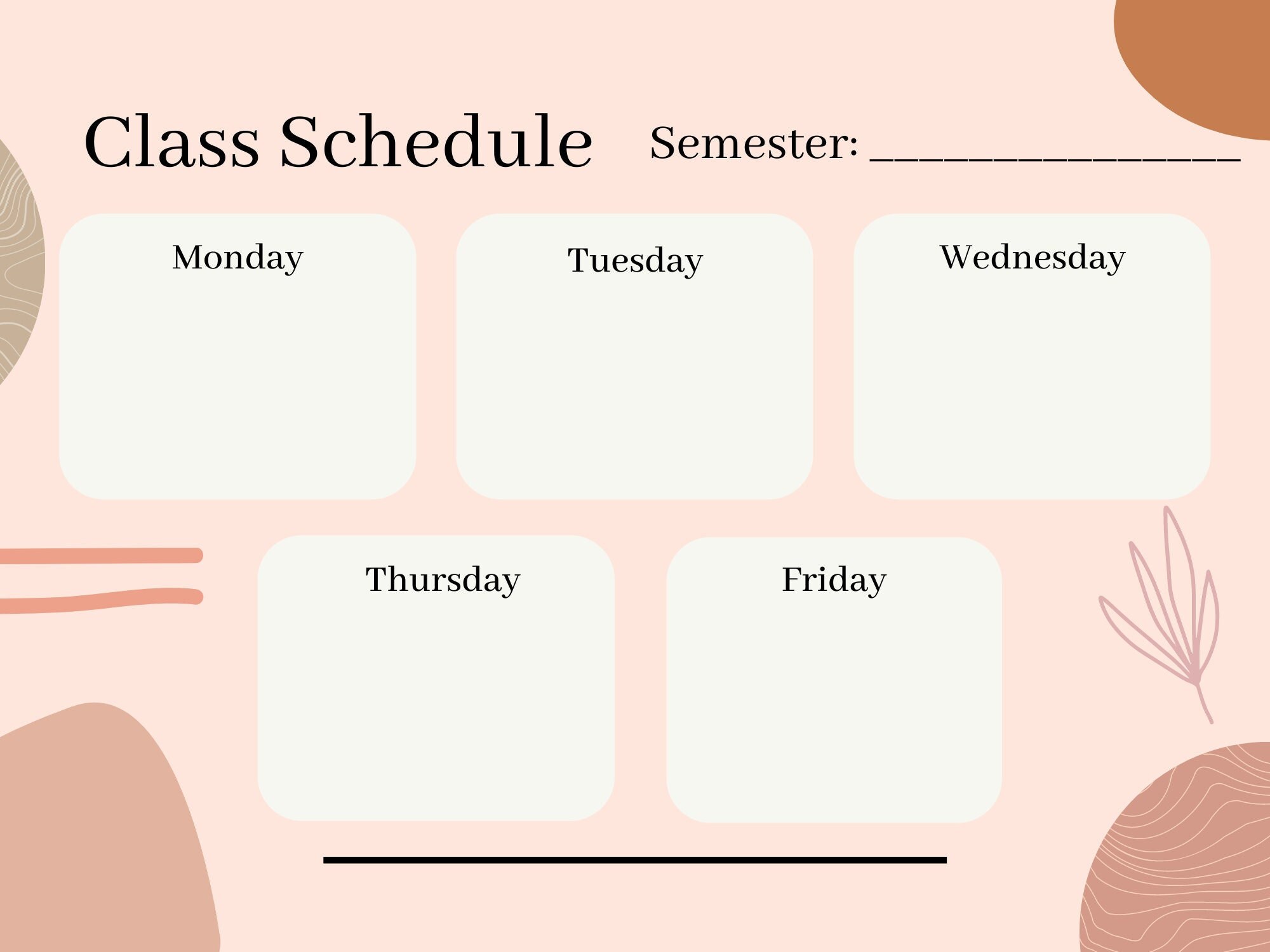 Digital Planner - Class Schedule - Etsy