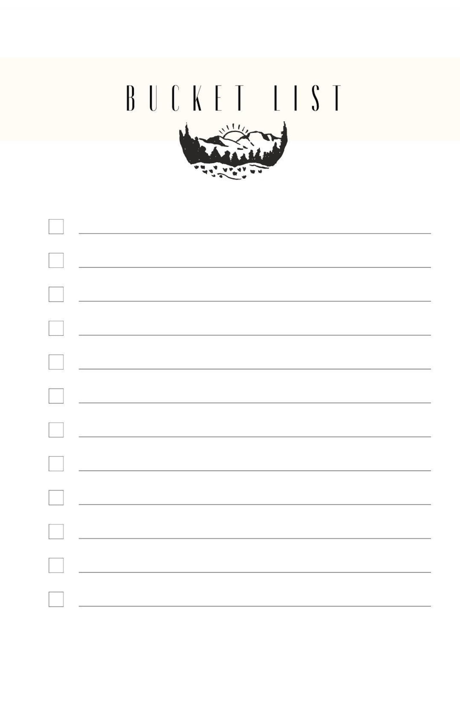 Blank Bucket List Printable Download - Etsy