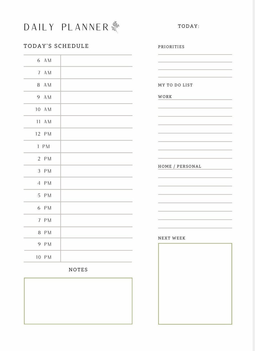 Minimal Daily Planner| to Do List| Print From Home - Etsy