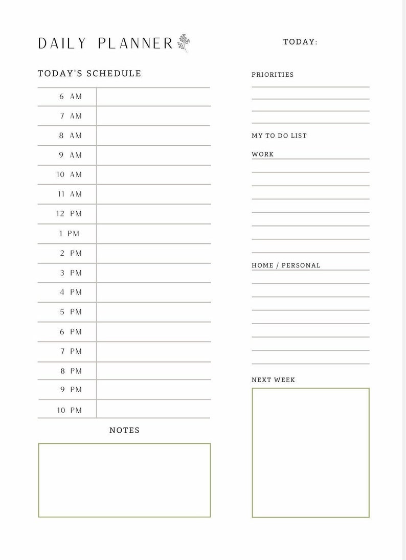 Minimal Daily Planner to Do List Print From Home - Etsy