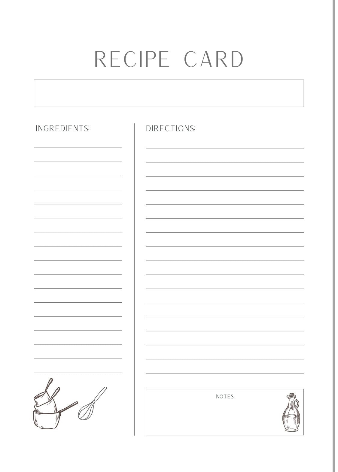 Simple, Printable Recipe Card With Cute Details - Etsy