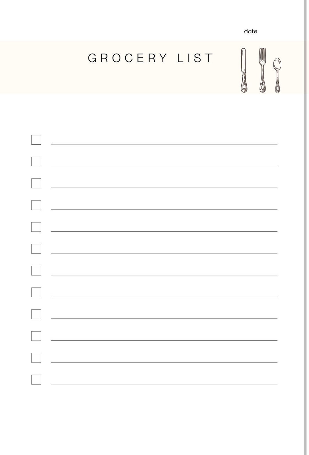 Cute, Simple Grocery List. Digital Download - Etsy