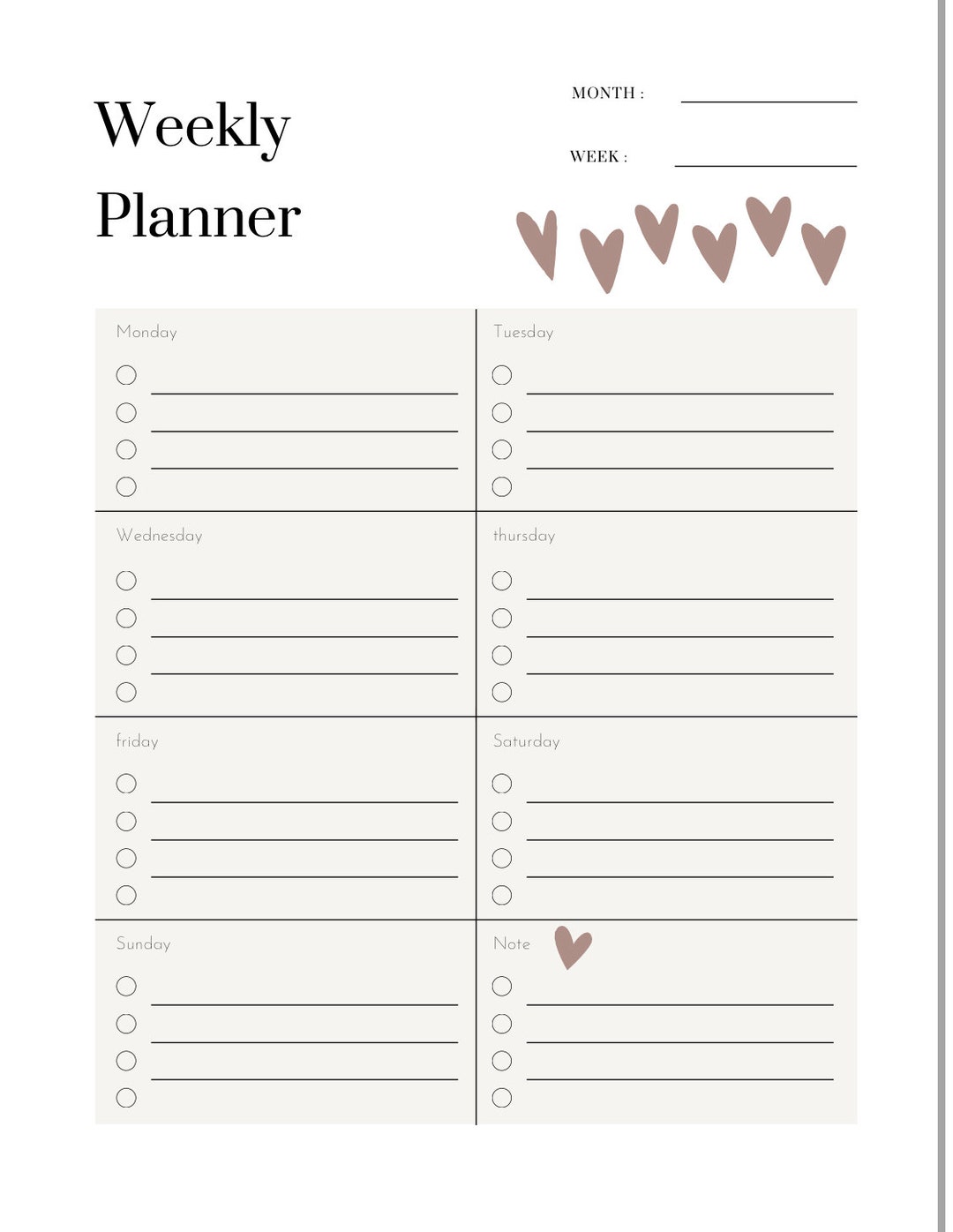 Weekly Personal Planner| Printable Pdf| Live Easy | Time Management to ...