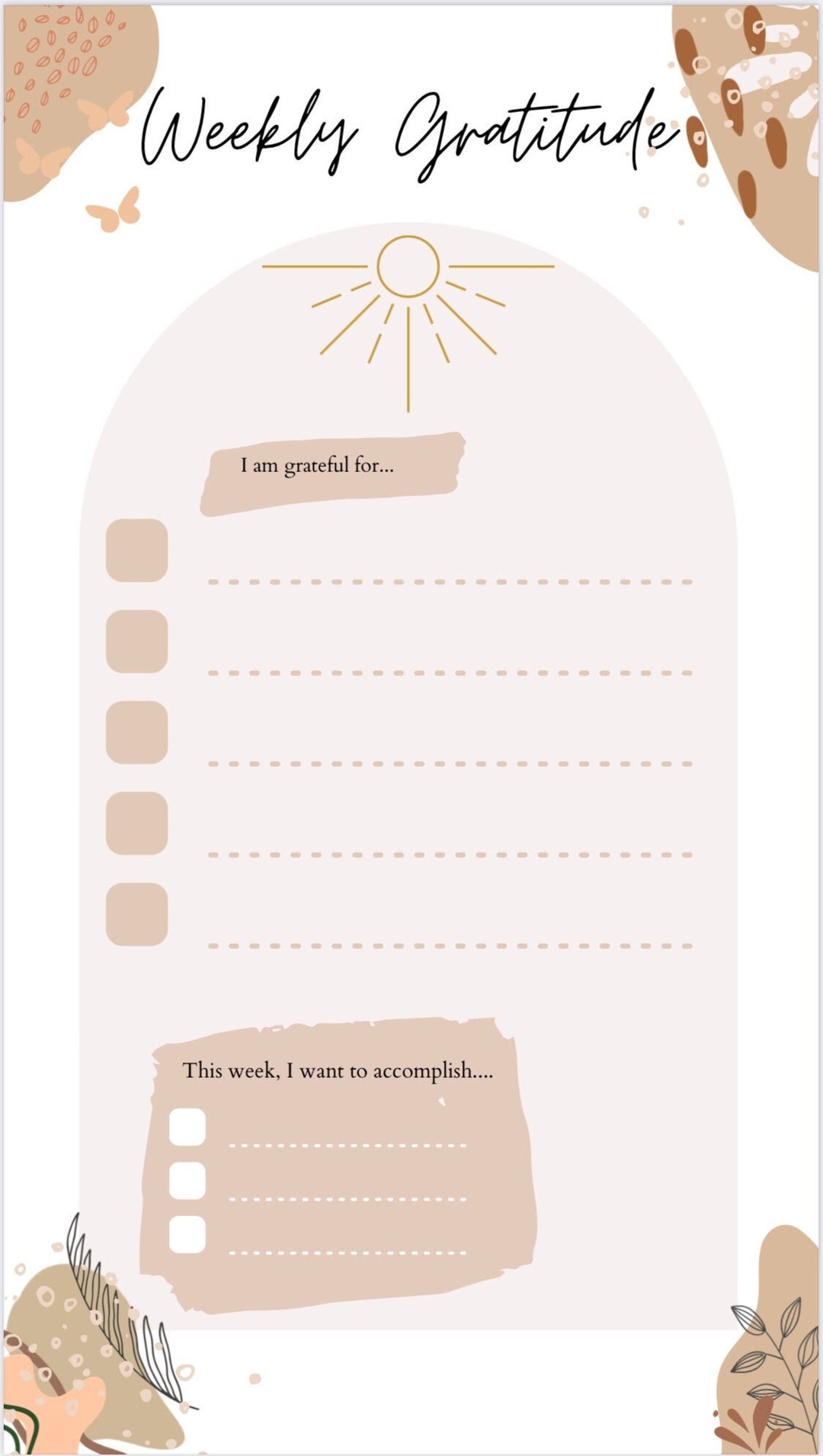 Gratitude Journal | Printable Pages | Weekly Gratitude - Etsy