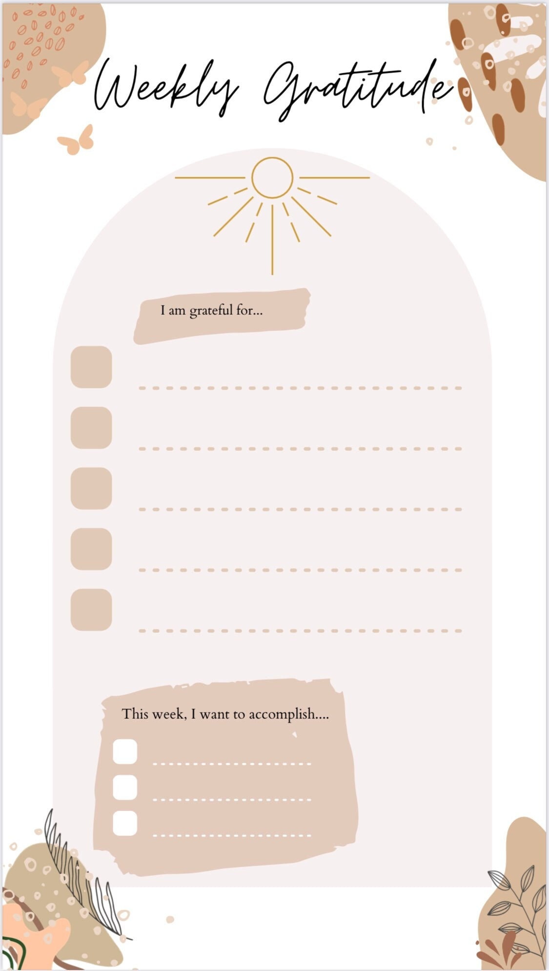 Gratitude Journal Printable Pages Weekly Gratitude - Etsy