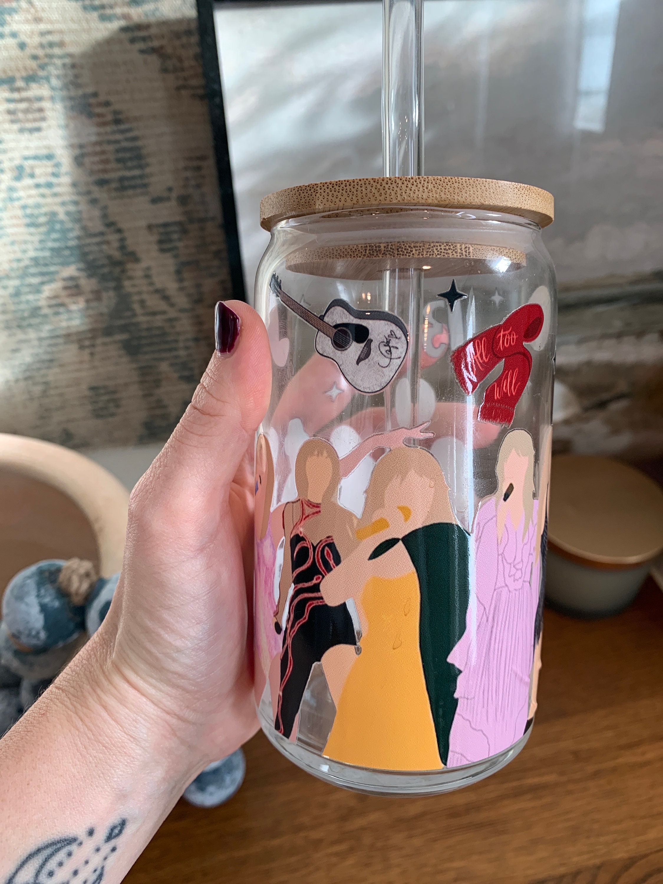 Era Tour Taylor Swift Cup 16oz Glass Cup Cute Handmade Glasses With ...
