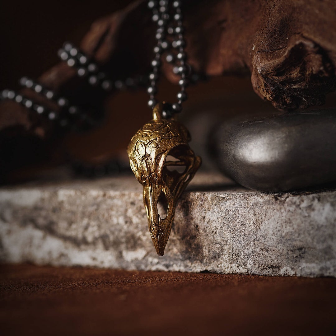 Brass Raven Skull Pendant. Gothic Crow Jewelery. Odins Raven. Animal ...