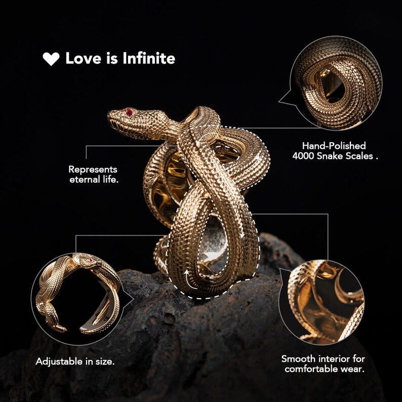 Snake Ring in Gold Vermeil With Ruby Eyes. Serpent Ring. - Etsy UK