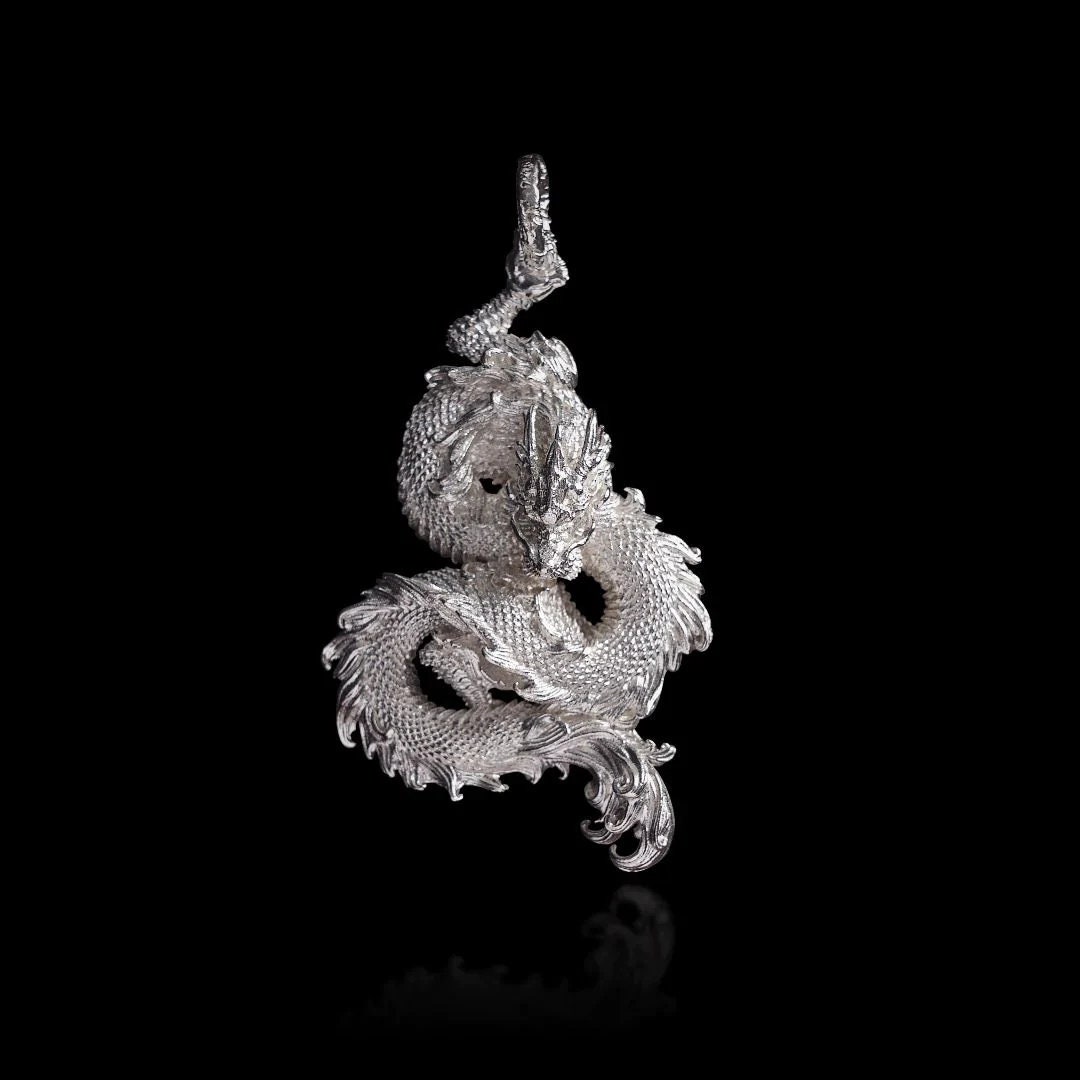 Silver Dragon Necklace. Reptile Jewelry. Chinese Dragon Jewelry ...