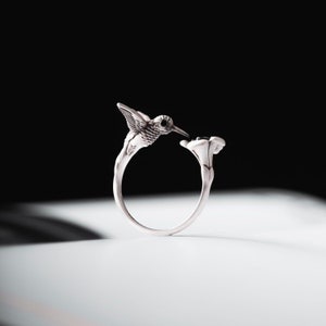 Hummingbird Ring in Oxidized Silver With Gemstone Eyes. Hummingbird ...